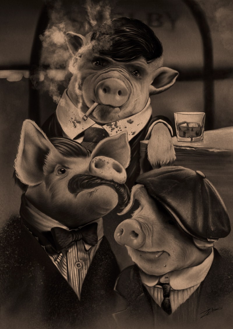 Piggy Blinders B/N | Zeta Tattoo